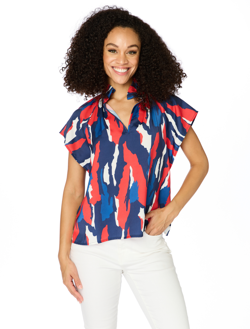 The Abstract Blouse | Red + Blue – Stewart Simmons