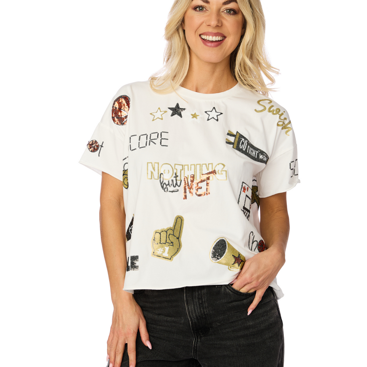 The Basketball Sequin Boxy Tee – Stewart Simmons