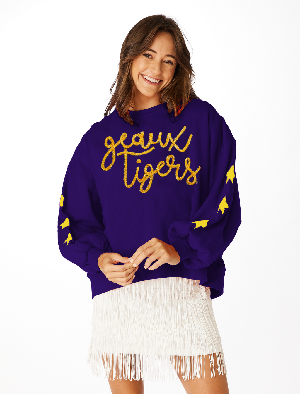 The LSU Glitter Script Balloon Pullover – Stewart Simmons